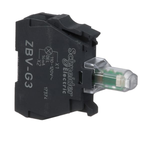 Schneider Electric - ZBVG3 - Pushbutton, 22mm, Light Module, Green LED ...