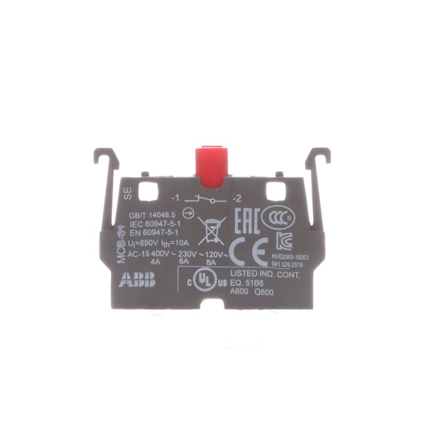 ABB - MCB-01 - Contact Block, SPST-NC, 6 A, 120 VAC, FrontMounting ...