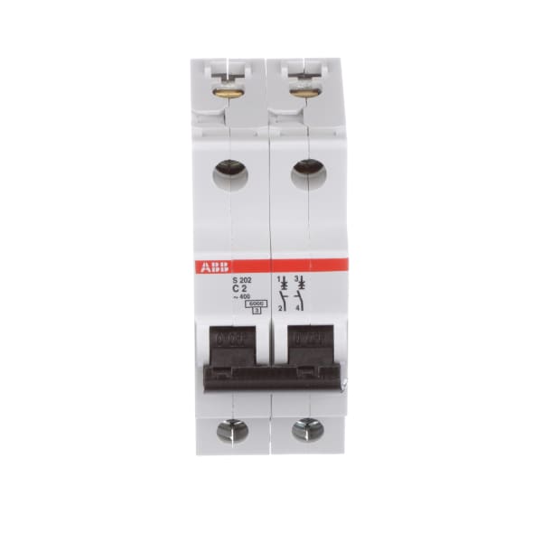 ABB - S202-C2 - Circuit Breaker, 2-Pole, C Curve, 2A, 6kA, 480Y/277VAC, Handle, Screw Terminals ...