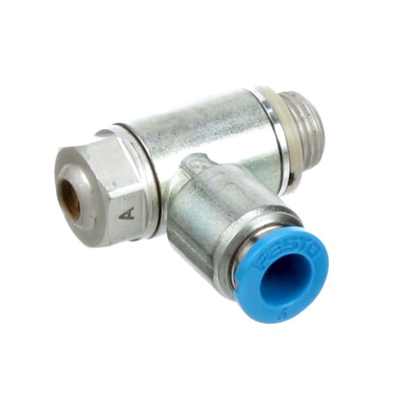 Festo - GRLA-1/8-QS-6-D - Flow Control Valve, 1 port G 1/8 Thread & 1 Port 6mm OD Tube, Blue ...