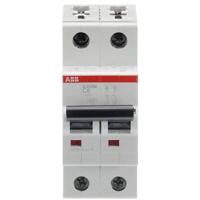 ABB - S202M-C6 - Miniature Circuit Breaker, Pro M compactS200 MCB, 2P, 6 A, Curve C - RS