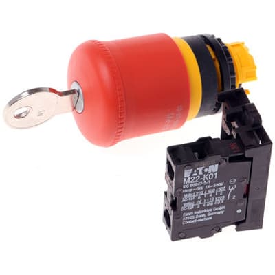 Eaton - Cutler Hammer - M22-PVS/K01 - E-Stop, Key Reset, Red 38mm Round Head, RMQ Titan Series - RS