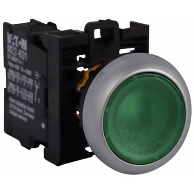 Eaton - Cutler Hammer - M22-DL-G-K20-G - Illuminated Pushbutton Switch,22.5mm,Green,Momentary ...