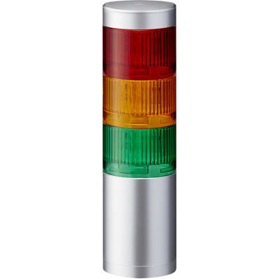 Patlite - LR6-302WJNU-RYG - Light Tower, 60mm, 3-Tier, 24VDC, Direct Mount, No Flash, Silver ...