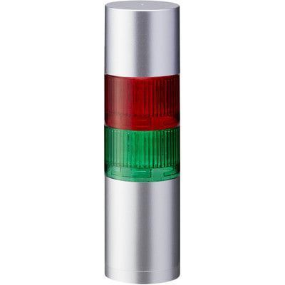 Patlite - LR6-202WJBU-RG - Light Tower, 60mm, 2-Tier, 24VDC, Direct Mount, Flash/Buzz, Silver ...