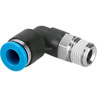 Festo - QSL-1/4-10 - Push-en el deg Connector, 1 Port R 1/4 Thread y 1 tube de 90 de Port 10m m ...