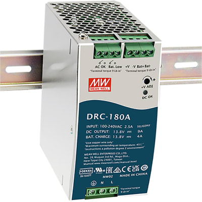 MEAN WELL - DRC-180B - Battery Charger, AC-DC, UPS, DIN Rail, 180W, 90-264Vac, 27.6Vdc, DRC-180 ...