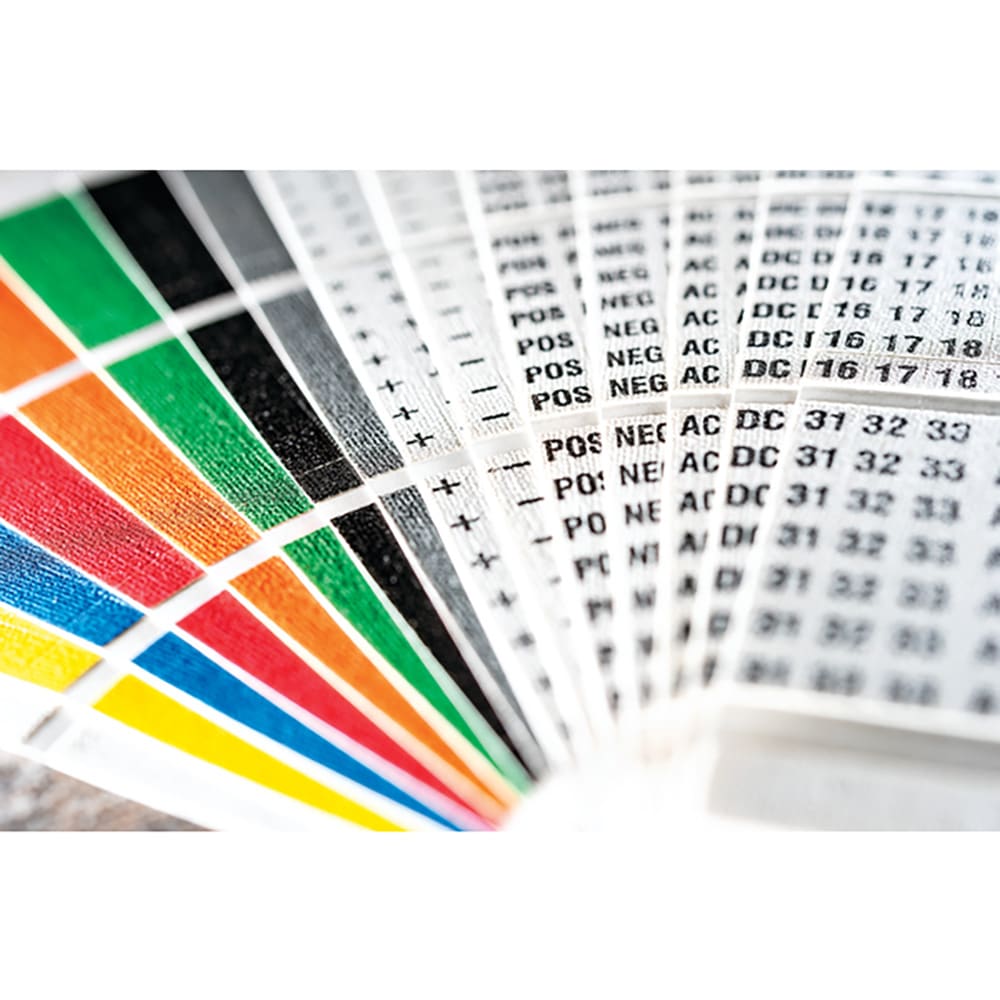 HellermannTyton - TCWM14 - Label, Strong Adhesive, Wht/Black Vinyl Cloth, 1.625" L, 0.25" W, 1. ...