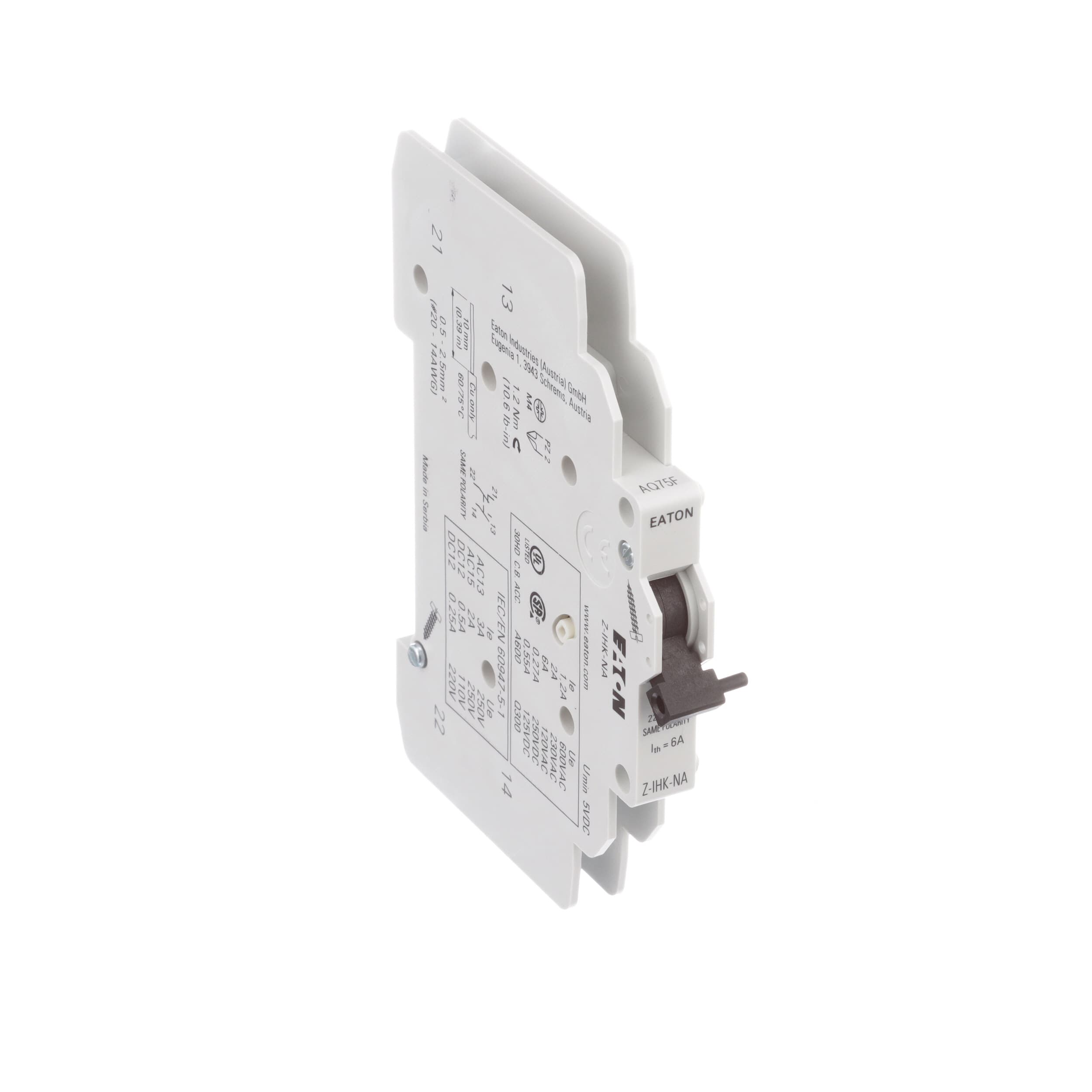 Eaton - Cutler Hammer - Z-IHK-NA - Auxiliary Contact Module, 1No+1Nc ...