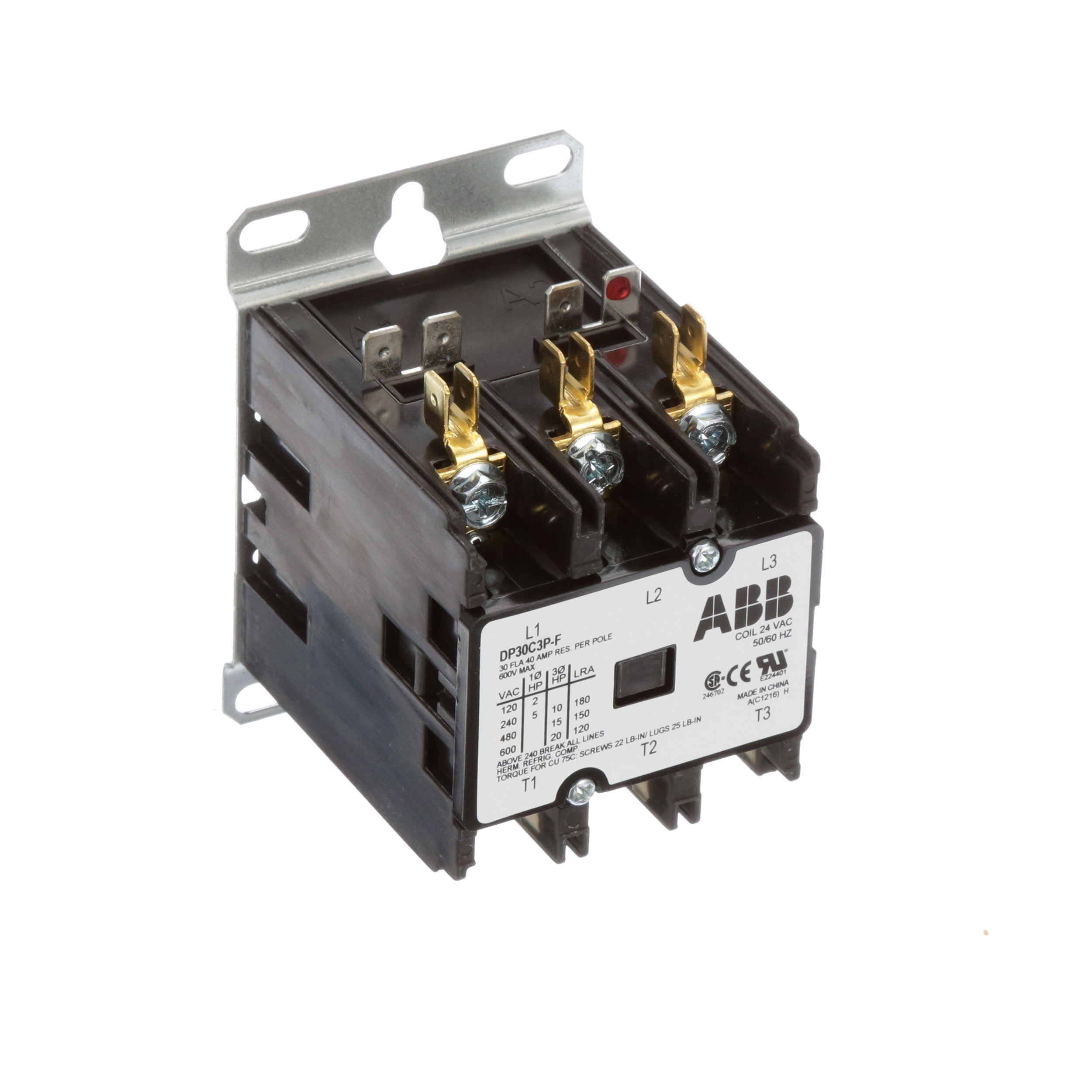 ABB - DP30C3P-F - Contactors Definite Purpose 3 Pole 30A 24/60 VDC DP ...
