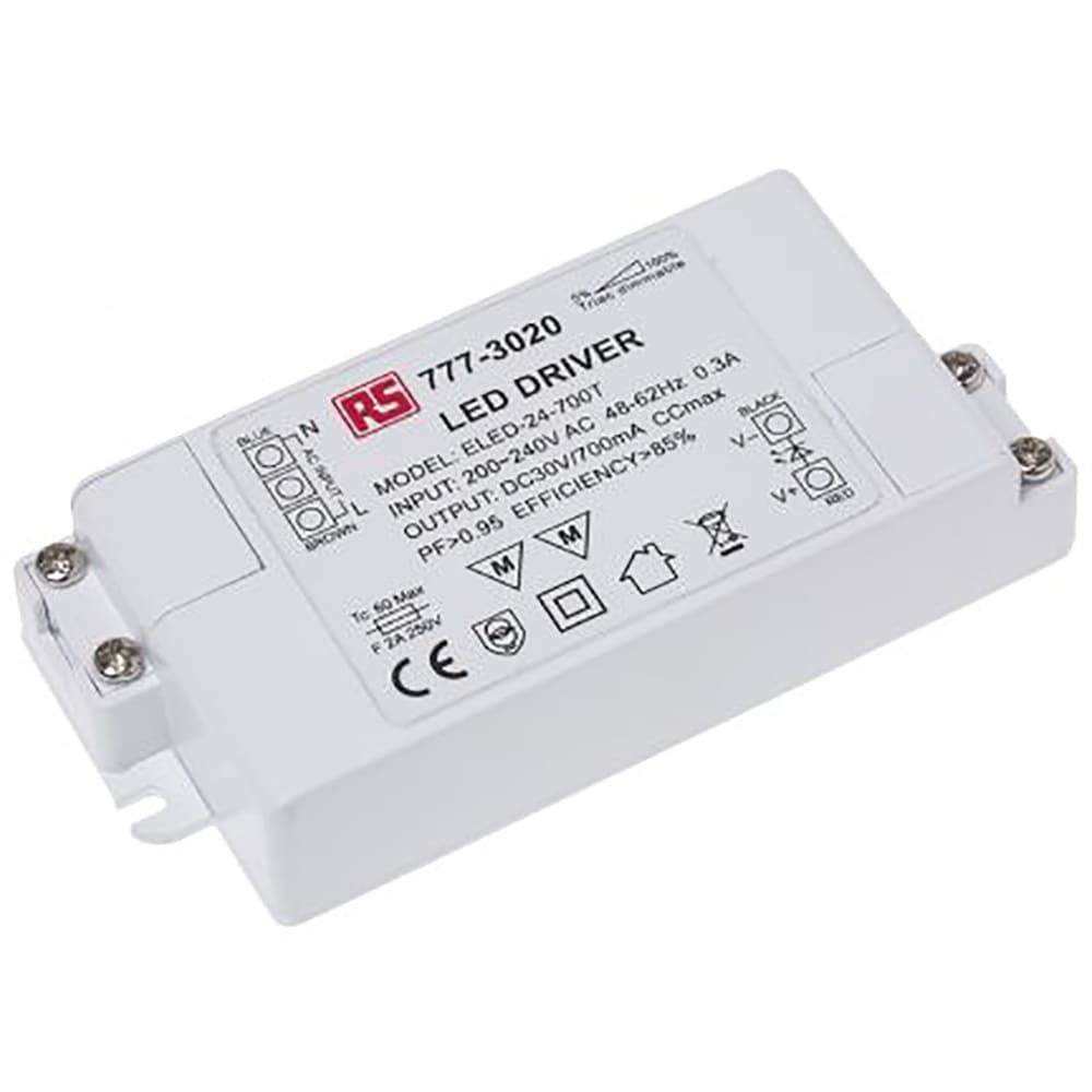 RS PRO - 7773020 - Dimmable LED Driver Constant Current 24 W 20 to 30 V ...