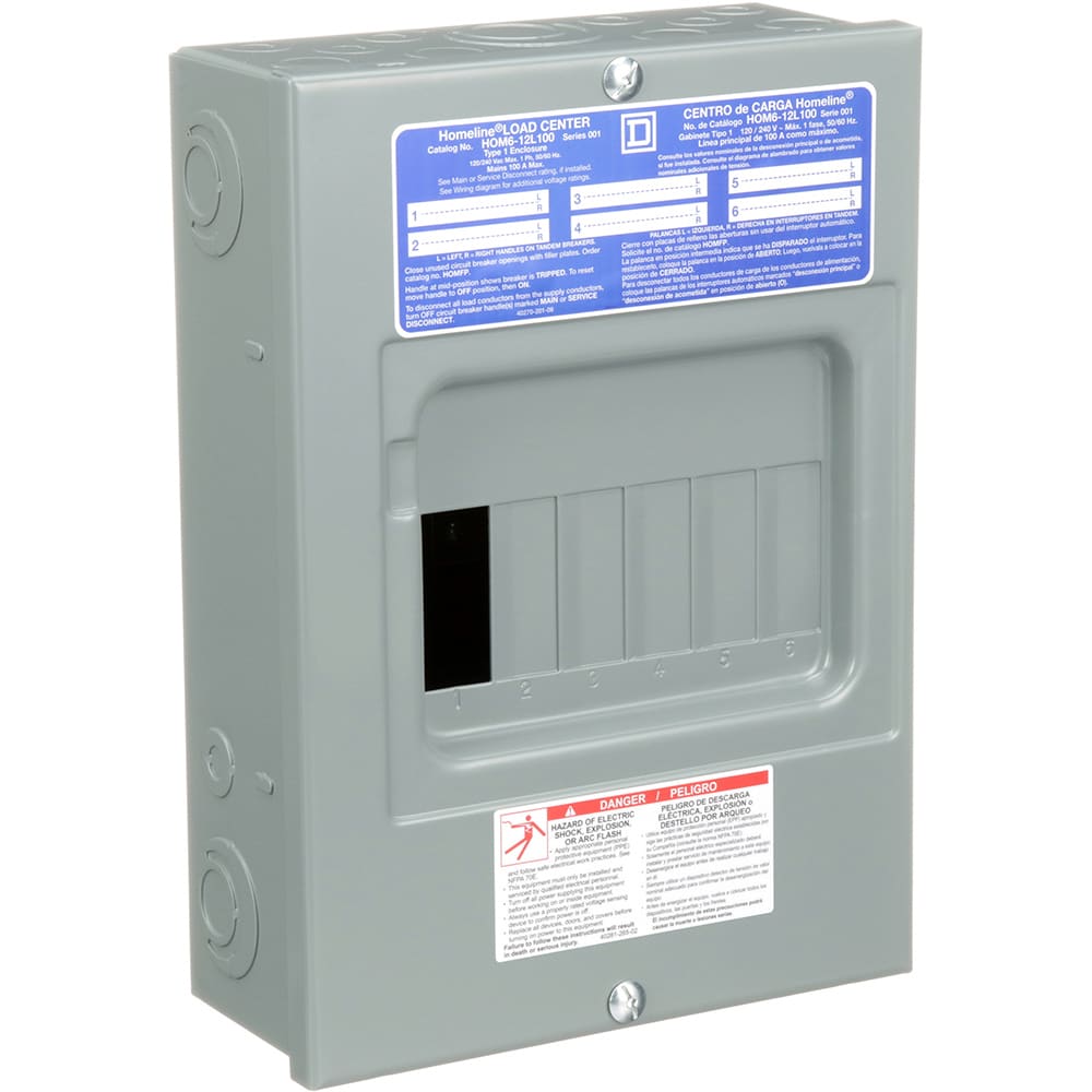 Square D - HOM612L100S - Load Center, Enclosed, 12 Circuits, Single ...