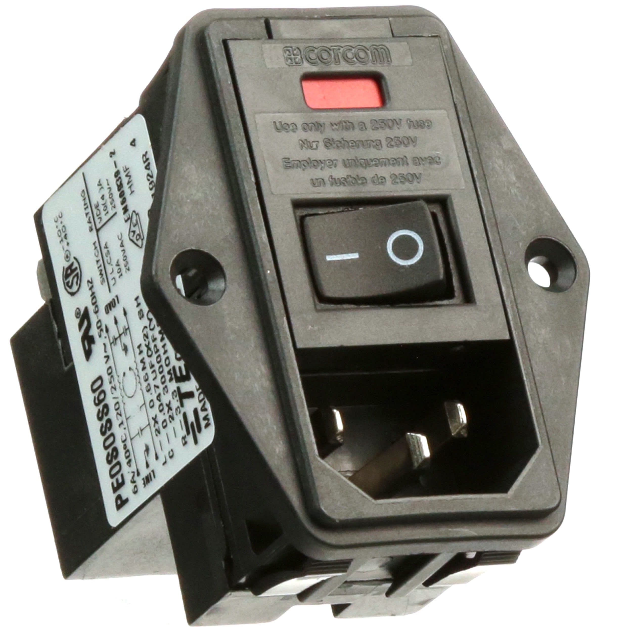 TE Connectivity - PE0S0SS60 - AC Power Entry Modules, =C1129, 6609104-5 ...