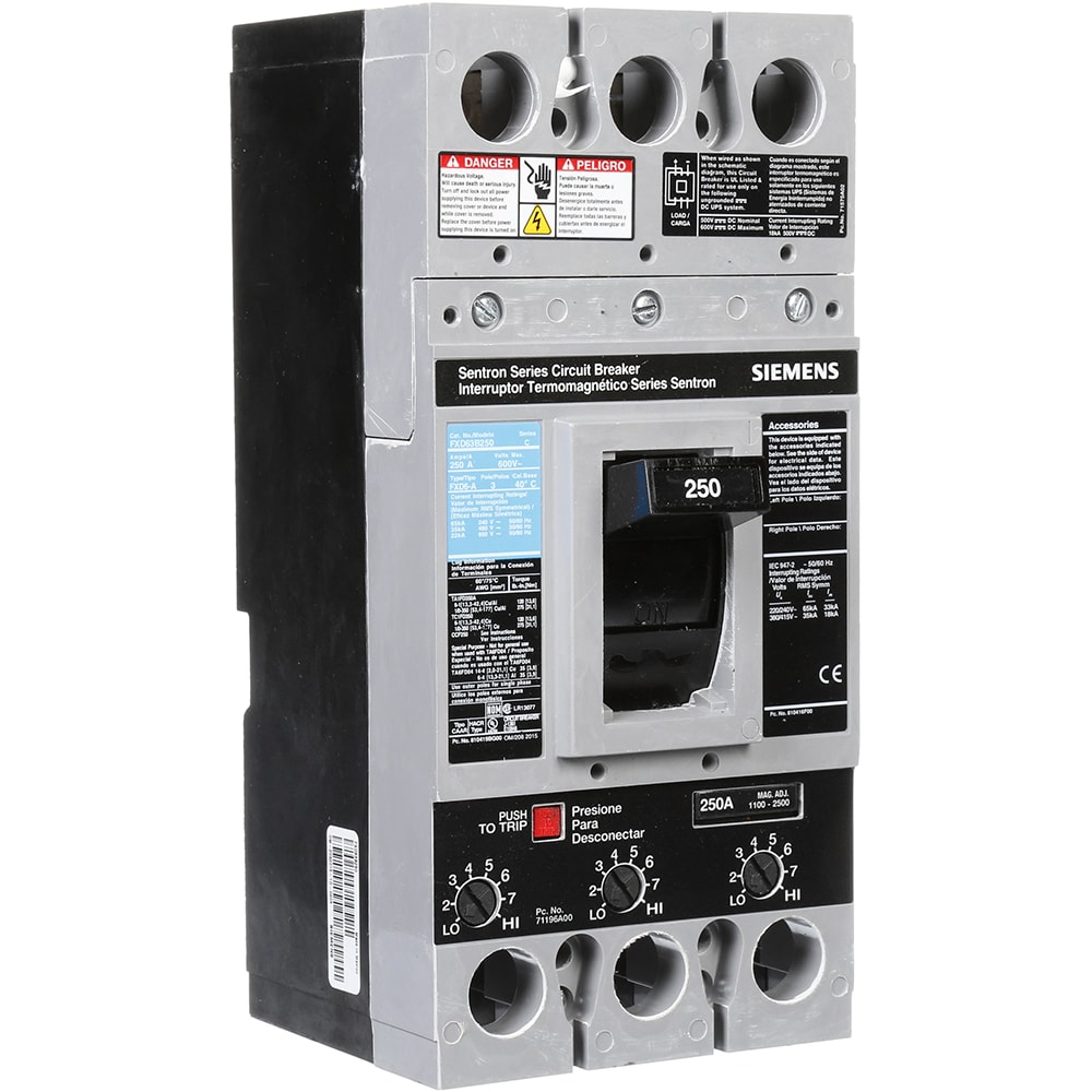 Siemens - FXD63B250 - Molded Caso Circuit Breaker, Thermal Magnetic, 3 ...