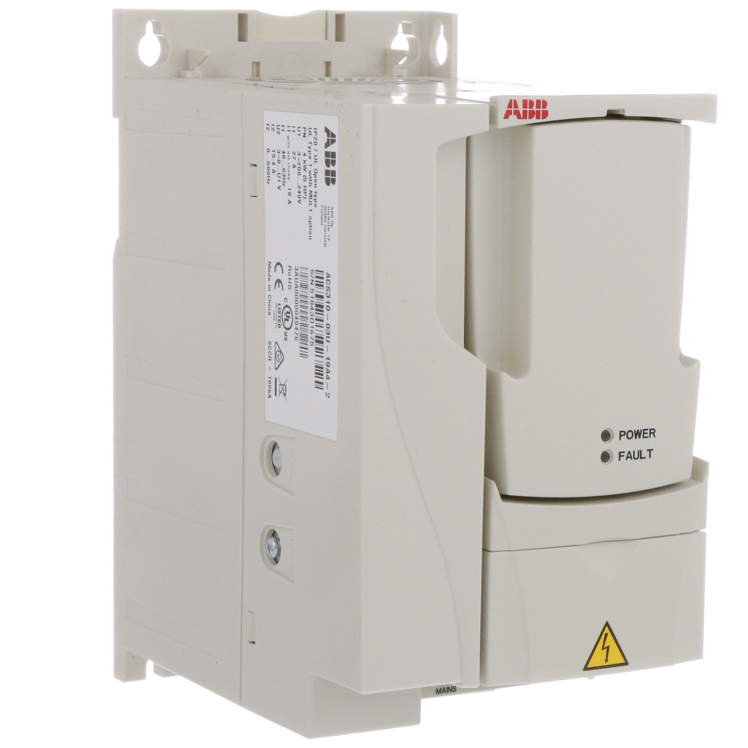 ABB Drives - ACS310-03U-19A4-2 - AC Drive, 3-Phase, 200-240V, 5HP ...