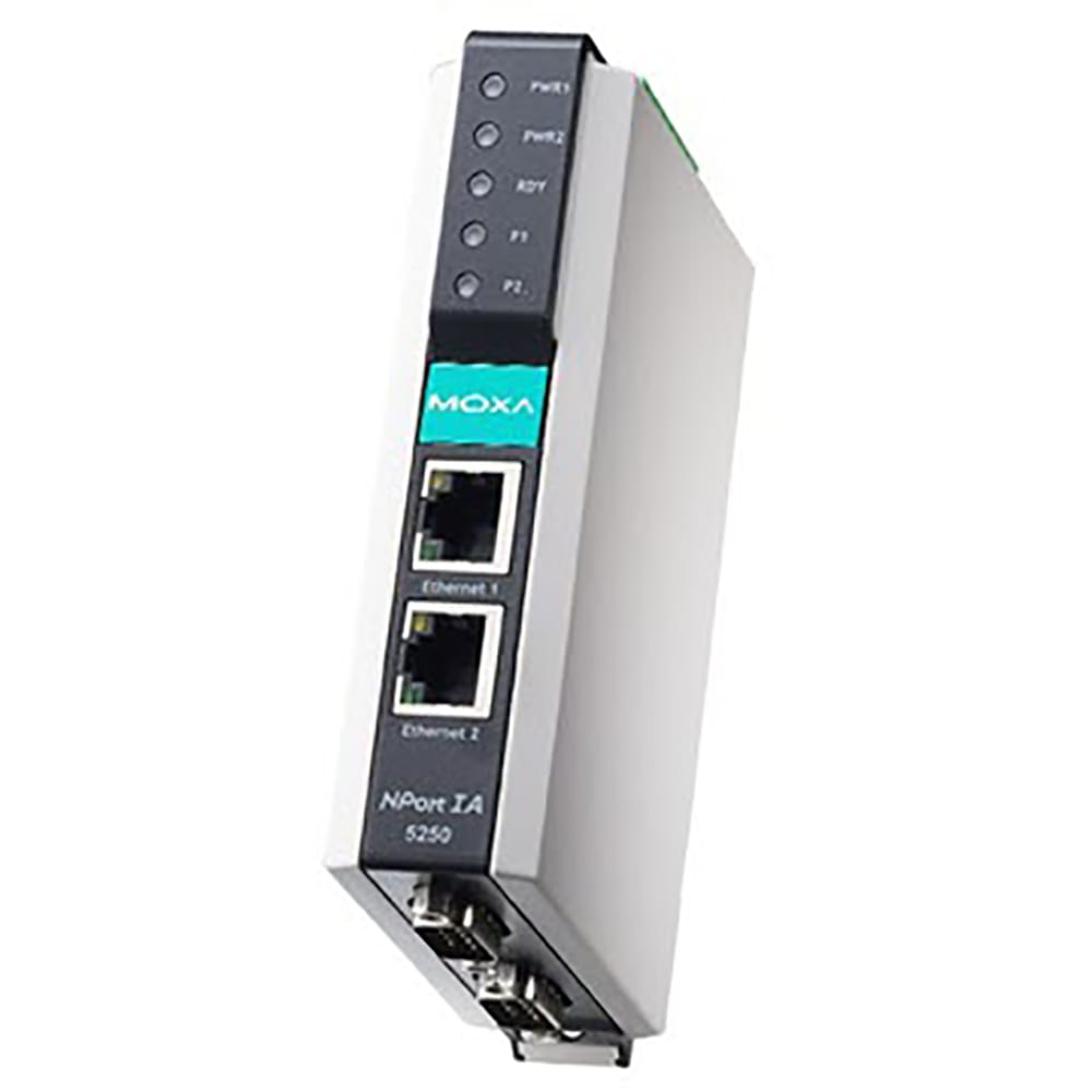 Moxa - NPORT IA5250I-T - 2-port RS-232/422/485 serial device server with 2 KV isolation,-40 to ...