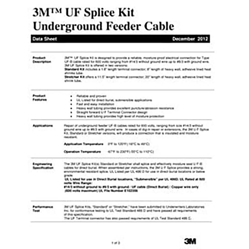 3M - UF2-SPLICE KIT - Kit, Splice Kit UF2 Stretcher, 11.7 in connector ...